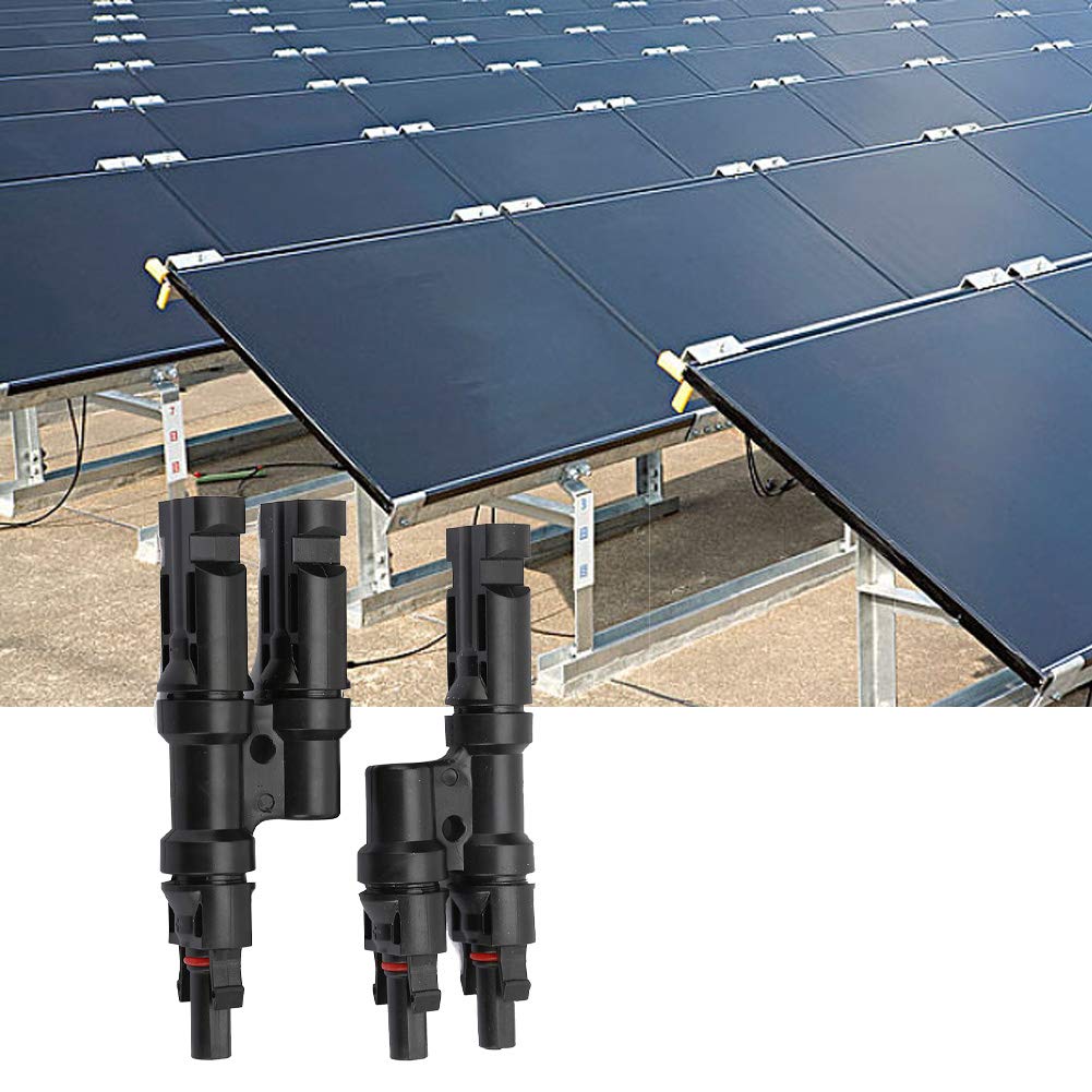 FTVOGUE 1 Pair T Type Branch Solar Panel Adapter 2 in 1 Parallel Connector Cable Splitter