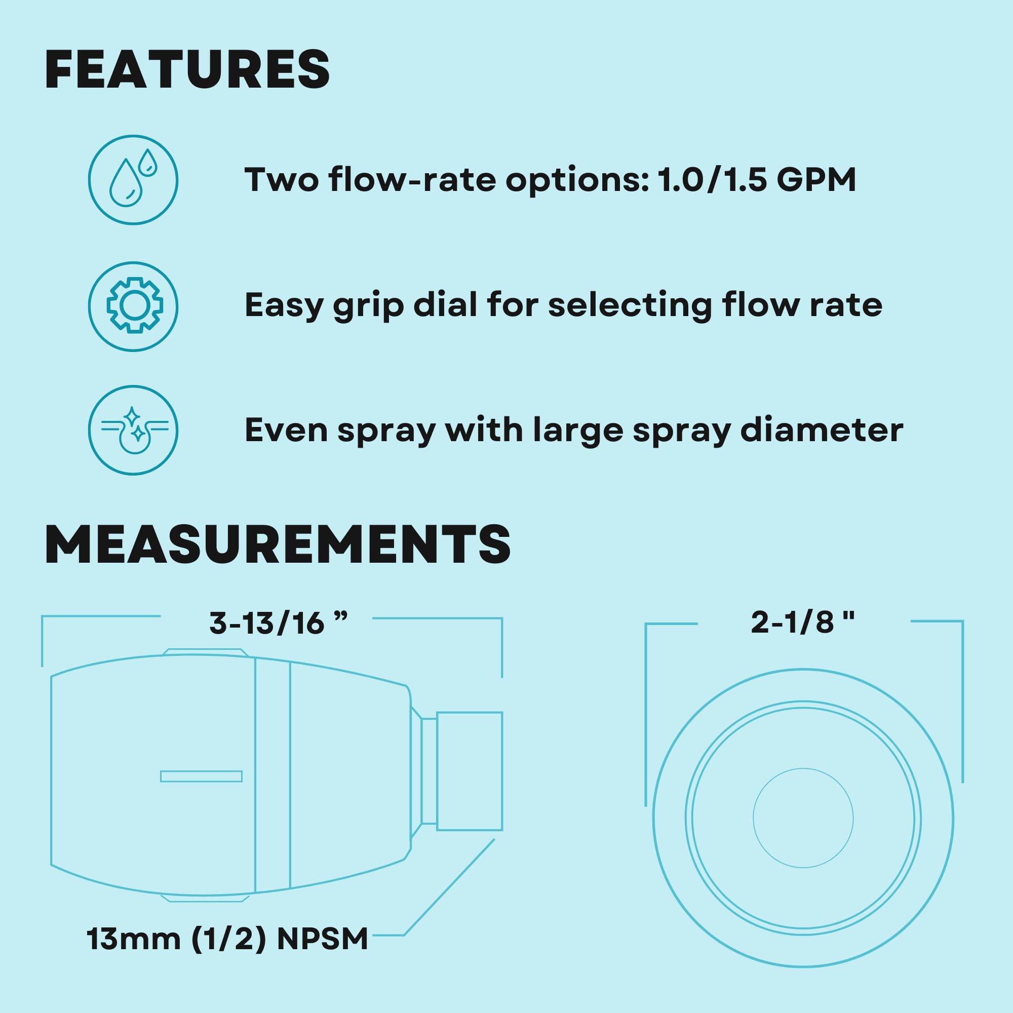 Niagara N2610 - Bi-Max Adjustable Flow Rate (1.0/1.5 GPM) California Compliant Showerhead in White - Adjustable Water Saving High Efficiency Shower Head