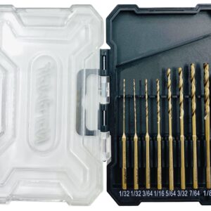 NordWolf 8-Piece M35 Cobalt Multi-Purpose Drill Bit Set, with 1/8" Straight Round Shank for Rotary Tools, SAE Sizes 1/32"(x2)-3/64"-1/16"-5/64"-3/32"-7/64"-1/8" in Storage Case