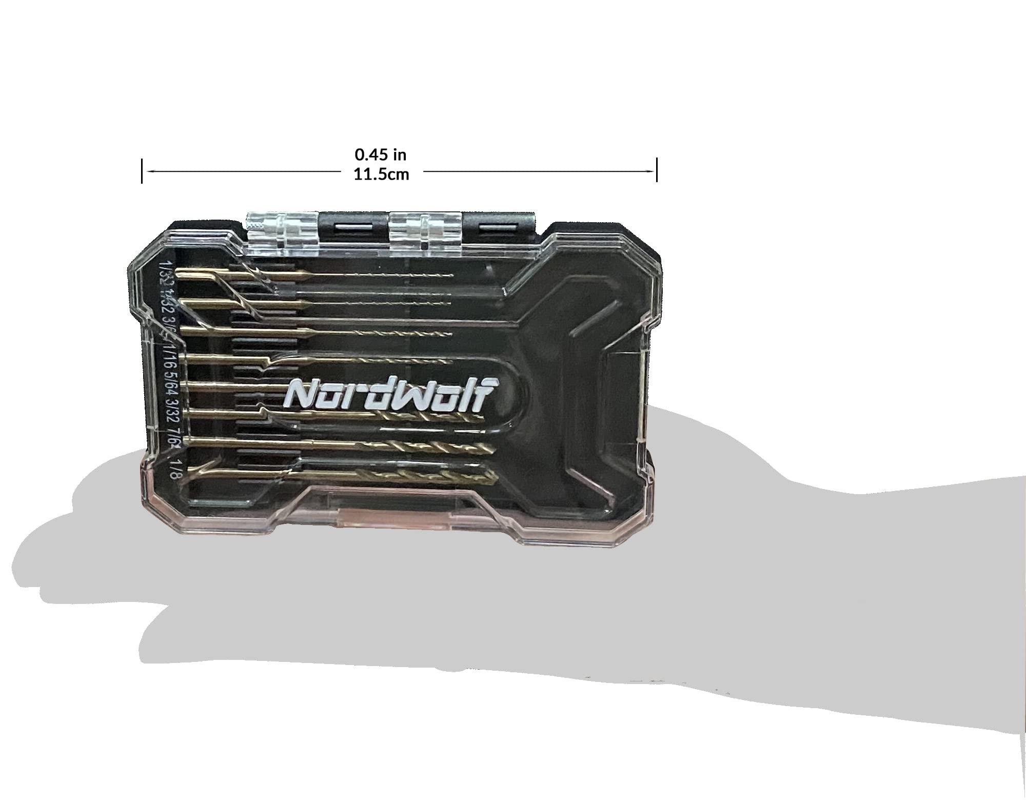 NordWolf 8-Piece M35 Cobalt Multi-Purpose Drill Bit Set, with 1/8" Straight Round Shank for Rotary Tools, SAE Sizes 1/32"(x2)-3/64"-1/16"-5/64"-3/32"-7/64"-1/8" in Storage Case