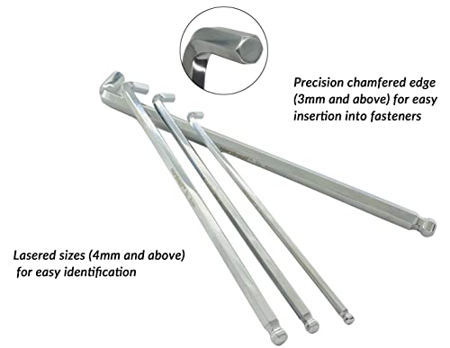 NordWolf 9-Piece Metric Ball End Stubby Allen Wrench Set, Long Arm S2 Steel Hex L-Keys, Sizes 1.5mm to 10mm