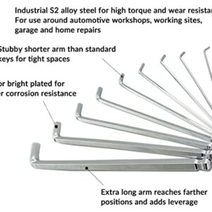 NordWolf 9-Piece Metric Ball End Stubby Allen Wrench Set, Long Arm S2 Steel Hex L-Keys, Sizes 1.5mm to 10mm