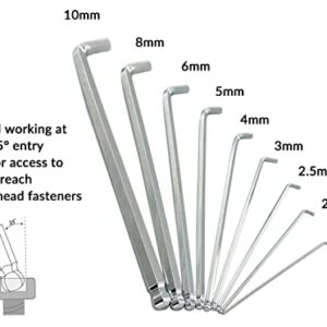 NordWolf 9-Piece Metric Ball End Stubby Allen Wrench Set, Long Arm S2 Steel Hex L-Keys, Sizes 1.5mm to 10mm