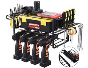 btideas power tool organizer, drill holder wall mount, heavy duty garage tool organizer and storage, suitable power tool organizer wall mount for tool room, workshop, garage (black)