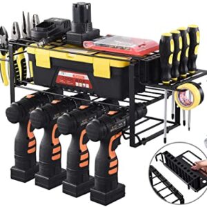 BTideas Power Tool Organizer, Drill Holder Wall Mount, Heavy Duty Garage Tool Organizer and Storage, Suitable Power Tool Organizer Wall Mount for Tool Room, Workshop, Garage (Black)