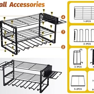 BTideas Power Tool Organizer, Drill Holder Wall Mount, Heavy Duty Garage Tool Organizer and Storage, Suitable Power Tool Organizer Wall Mount for Tool Room, Workshop, Garage (Black)