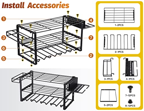 BTideas Power Tool Organizer, Drill Holder Wall Mount, Heavy Duty Garage Tool Organizer and Storage, Suitable Power Tool Organizer Wall Mount for Tool Room, Workshop, Garage (Black)