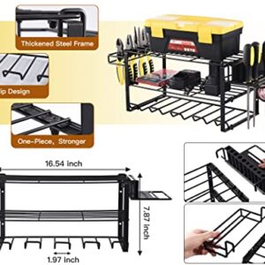 BTideas Power Tool Organizer, Drill Holder Wall Mount, Heavy Duty Garage Tool Organizer and Storage, Suitable Power Tool Organizer Wall Mount for Tool Room, Workshop, Garage (Black)