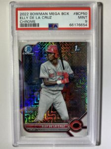 2022 bowman chrome mega box elly de la cruz psa 9 mint #bcp50 1st rookie card