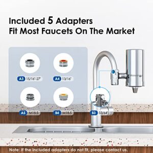 Waterdrop WD-FC-06 Stainless-Steel Faucet Water Filter & WD-FF-03A Faucet Replacement Filter