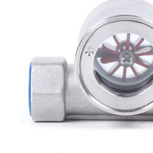 3/4" NPT Stainless Steel 304 Sight Water Flow Indicator with Impeller 2.5 MPa