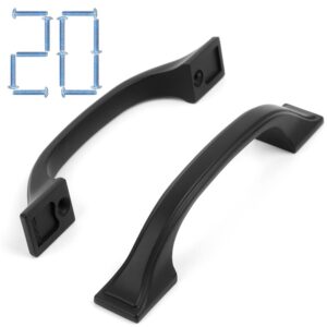 koofizo 20-pack square foot craftsman cabinet bow pull - black furniture handle, 3 inch/76mm screw spacing for kitchen cupboard door, bedroom dresser drawer, bathroom wardrobe hardware