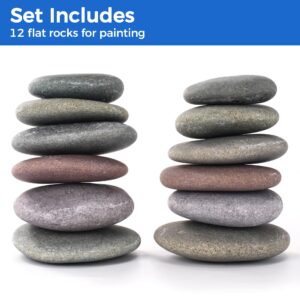 ROCART 12 Extra Large Smooth River Rocks for Painting, Flat Painting Rocks About 4 to 5 Inches in Length Perfect for Kindness Stones, Arts and Crafts, Decoration