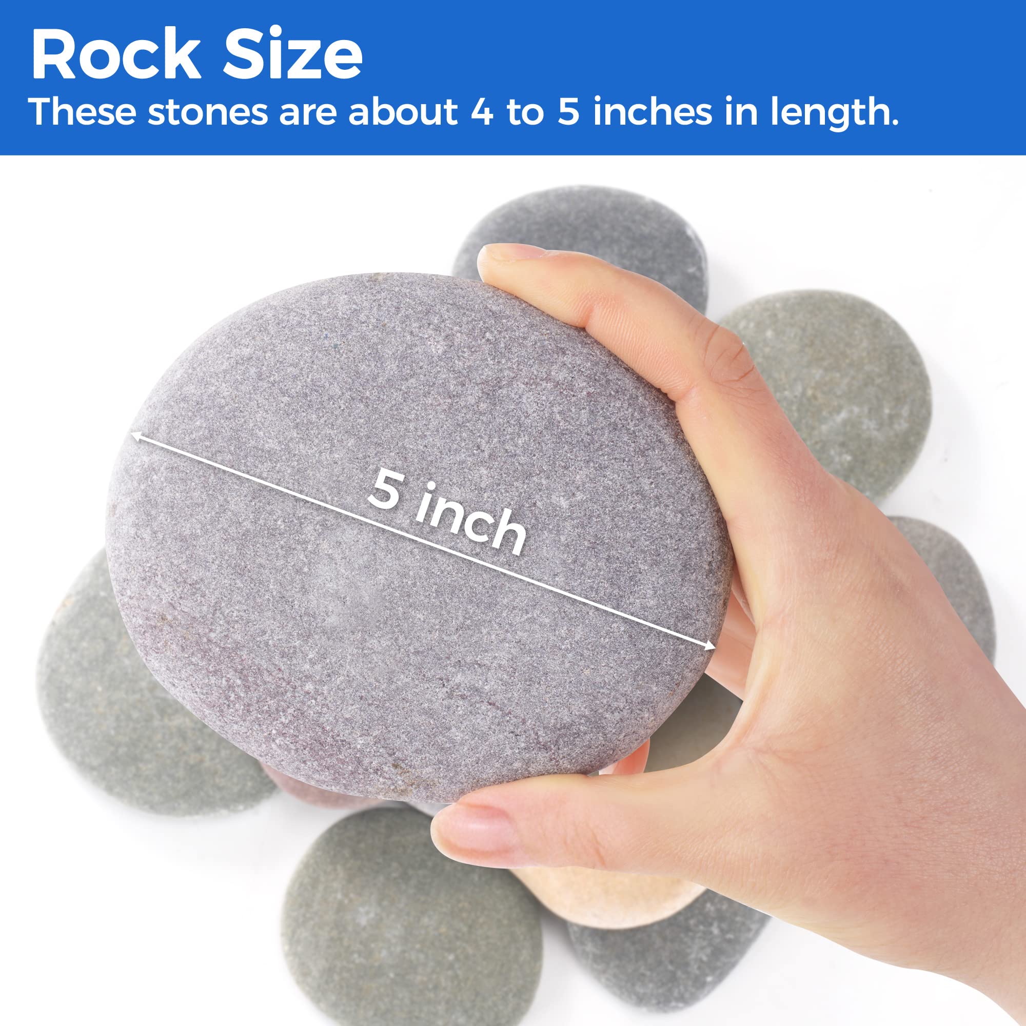 ROCART 12 Extra Large Smooth River Rocks for Painting, Flat Painting Rocks About 4 to 5 Inches in Length Perfect for Kindness Stones, Arts and Crafts, Decoration