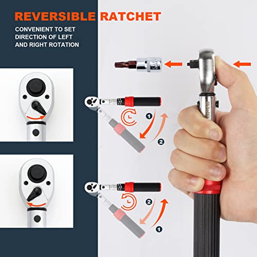 Inwell 1/4 Inch Drive Torque Wrench, 10-50 in./lbs. (1-6 Nm), Chrome Vanadium Steel, Includes Protective Case