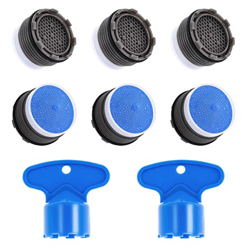 6 Pieces M18.5 Buffer Faucet Aerator+2 Pieces Faucet Aerator Key Removal Wrench, Water Saving Flow Restrictor Set Replacement Part Kitchen Cache Aerators Bathroom Sink Aerator