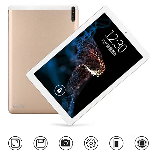 HD Tablet, Gold Tablet 6GB RAM 128GB ROM CPU Octa Core 100240V 13MP Camera 8800mAh Battery Business (US Plug)