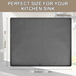 Under Sink Mats for Kitchen Waterproof, 28" x 22" Under Sink Tray for Kitchen Waterproof Waterproof & Flexible Under Sink Liner for Kitchen and Bathroom Gray