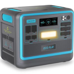 Portable Power Station, 2400W Solar Generator, 2048Wh LiFePO4 Battery, 1.8H Fast Charging, 110V AC Outlets, Adjustable Input Power, Outdoor Generators for Camping, Home Use, Emergency or RV Travel