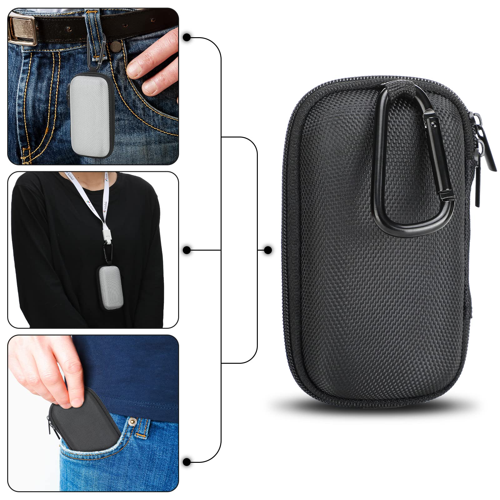 Woanger 4 Pcs Asthma Inhaler Travel Case Hearing Aid Case Earbud Case Portable Zipper Carry Case Travel Case with Mesh Pocket for Inhaler Hearing Aid Other Accessories from Dust and Dirt