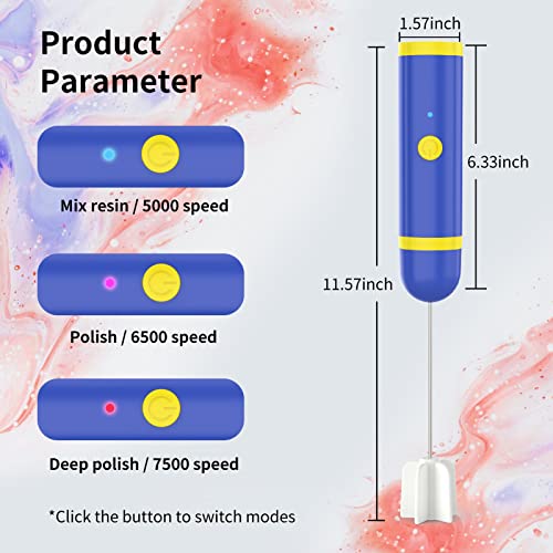 Resin Mixer, Electric 2-in-1 Handheld Rechargeable Epoxy Mixer with Polishing Kit, Resin Supplies, Paint Projects Acrylic Mixing Tools, Minimizes for Resin Bubble Free