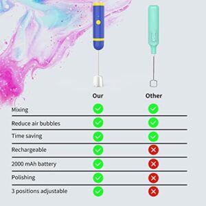 Resin Mixer, Electric 2-in-1 Handheld Rechargeable Epoxy Mixer with Polishing Kit, Resin Supplies, Paint Projects Acrylic Mixing Tools, Minimizes for Resin Bubble Free