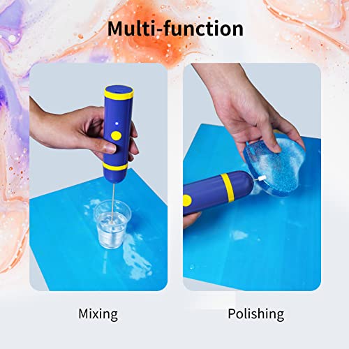 Resin Mixer, Electric 2-in-1 Handheld Rechargeable Epoxy Mixer with Polishing Kit, Resin Supplies, Paint Projects Acrylic Mixing Tools, Minimizes for Resin Bubble Free