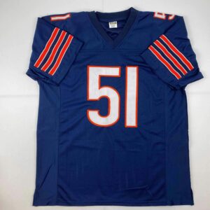 Facsimile Autographed Dick Butkus Chicago Blue Reprint Laser Auto Football Jersey Size Men's XL