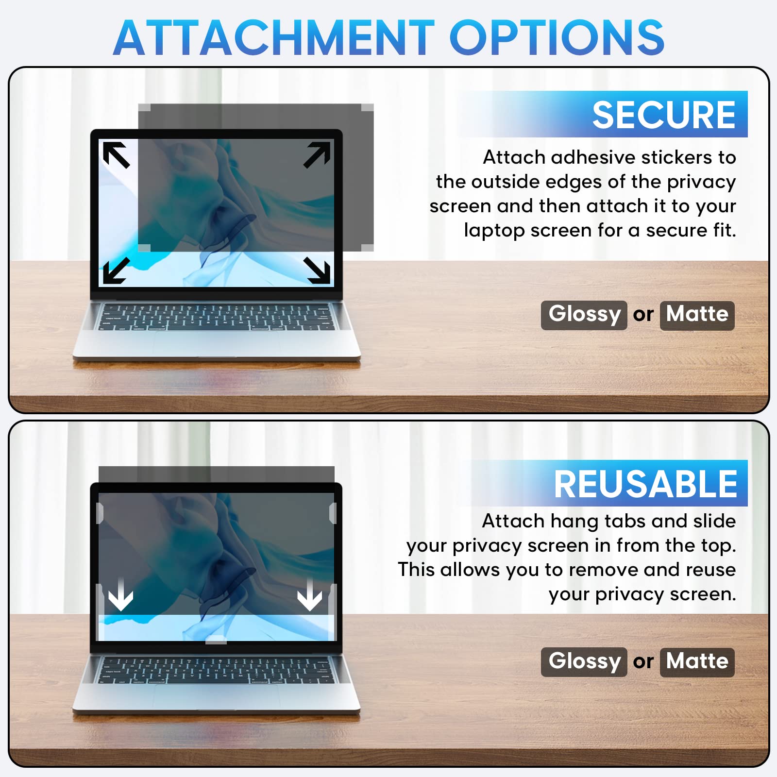 Laptop Privacy Screen 15.6 Inch, Removable 16:9 Aspect Privacy Filter Screen Protector for 15.6 Inch Laptop, Privacy Screen Anti Peeping