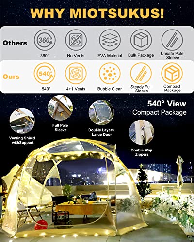 Transparent Outdoor Tent, Larger Space with 88.5ft2, 10' x 10' Portable Clear Screen House, 4-6 Person Shelter, Clear Pod, Canopy Gazebo for Patios, Backyards, Camping