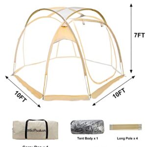 Transparent Outdoor Tent, Larger Space with 88.5ft2, 10' x 10' Portable Clear Screen House, 4-6 Person Shelter, Clear Pod, Canopy Gazebo for Patios, Backyards, Camping