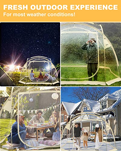 Transparent Outdoor Tent, Larger Space with 88.5ft2, 10' x 10' Portable Clear Screen House, 4-6 Person Shelter, Clear Pod, Canopy Gazebo for Patios, Backyards, Camping