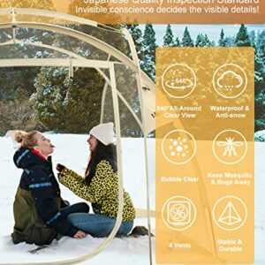 Transparent Outdoor Tent, Larger Space with 88.5ft2, 10' x 10' Portable Clear Screen House, 4-6 Person Shelter, Clear Pod, Canopy Gazebo for Patios, Backyards, Camping