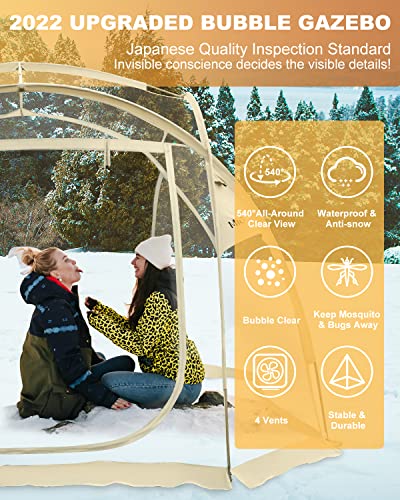 Transparent Outdoor Tent, Larger Space with 88.5ft2, 10' x 10' Portable Clear Screen House, 4-6 Person Shelter, Clear Pod, Canopy Gazebo for Patios, Backyards, Camping