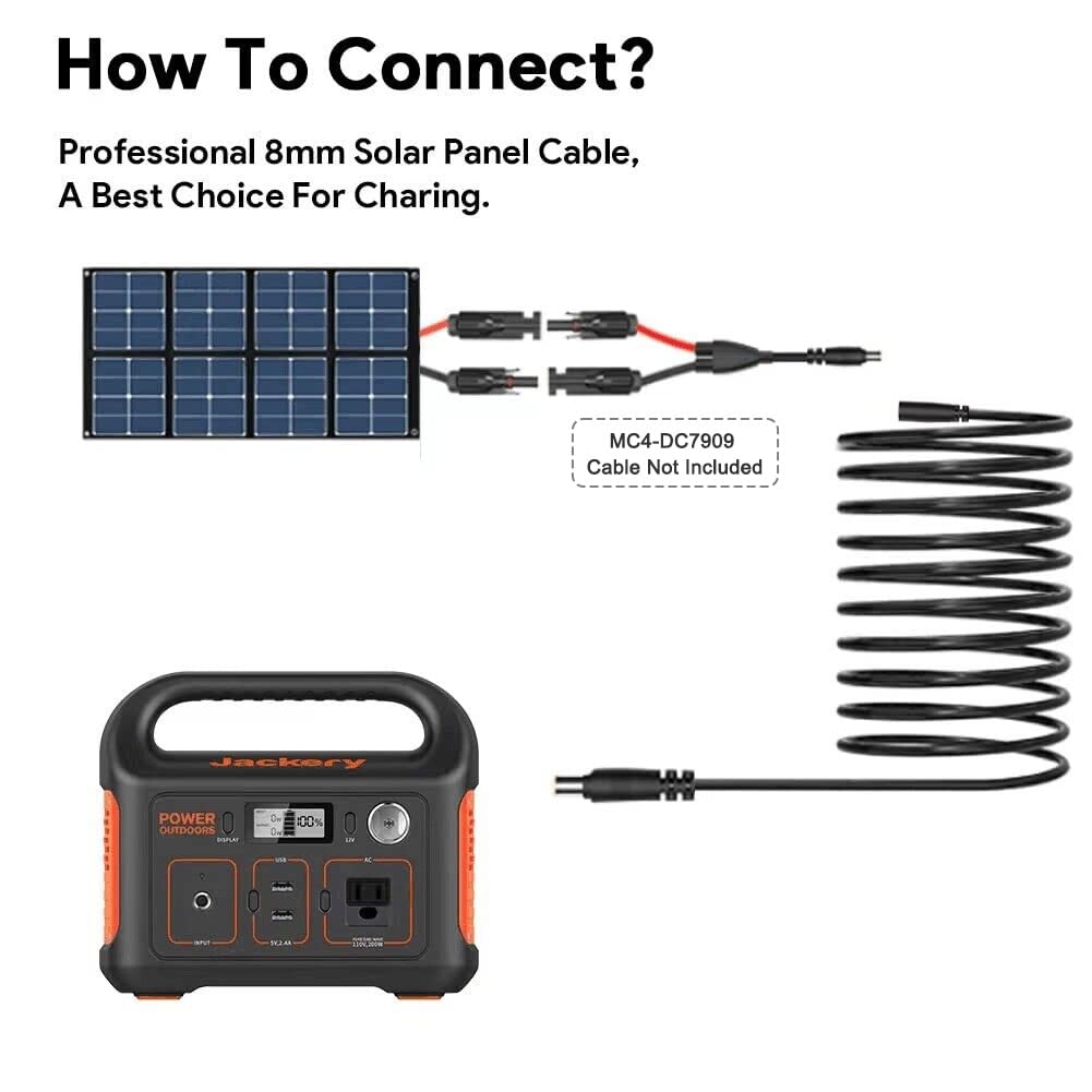 MJPOWER 30Ft Jackery Extension Cable 14AWG 8mm Solar Panel Extension Cable 8mm DC Power Plug fit Jackery SolarSaga 60W/100W Solar Panel to Jackery Portable Power Station Explorer 1000/500/300/240/160