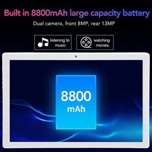 10 Inch Tablet PC for Kid,8 Core Processor,8GB 256GB RAM,2.4G 5G Dual Band WiFi,1920x1200 IPS Tab for Android 11.8MP 13MP Camera,8800mAh Long Term Battery(Silver)