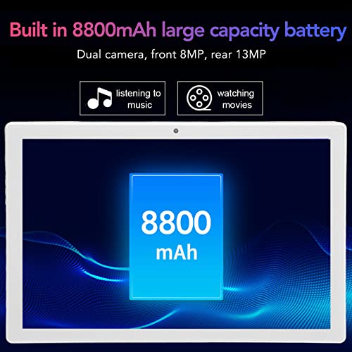 10 Inch Tablet PC for Kid,8 Core Processor,8GB 256GB RAM,2.4G 5G Dual Band WiFi,1920x1200 IPS Tab for Android 11.8MP 13MP Camera,8800mAh Long Term Battery(Silver)