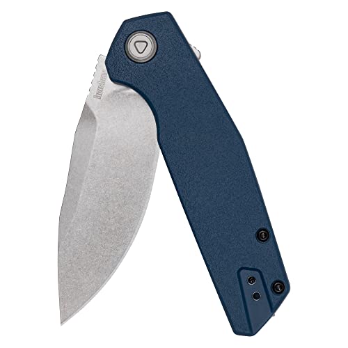 Kershaw Lucid Folding Pocket Knife, 3.2 inch Clip Point Blade with Blue Handle, Stonewash Blade Finish, Pocketclip