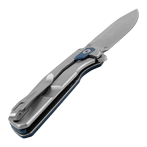 Kershaw Lucid Folding Pocket Knife, 3.2 inch Clip Point Blade with Blue Handle, Stonewash Blade Finish, Pocketclip