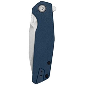 Kershaw Lucid Folding Pocket Knife, 3.2 inch Clip Point Blade with Blue Handle, Stonewash Blade Finish, Pocketclip