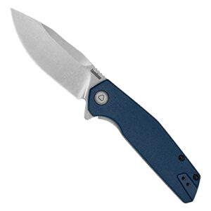 Kershaw Lucid Folding Pocket Knife, 3.2 inch Clip Point Blade with Blue Handle, Stonewash Blade Finish, Pocketclip