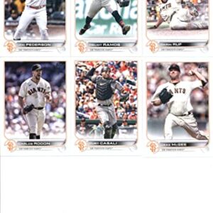 2022 Topps Update Baseball San Francisco Giants Team Set of 13 Cards: Logan Webb(#US9), Heliot Ramos(#US17), Camilo Doval(#US30), Jake McGee(#US63), Jason Krizan(#US65), Carlos Rodon(#US86), Curt Casali(#US94), Darin Ruf(#US106), Joc Pederson(#US141), Hel