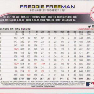 2022 Topps Update #US330 Freddie Freeman NM-MT Los Angeles Dodgers Baseball