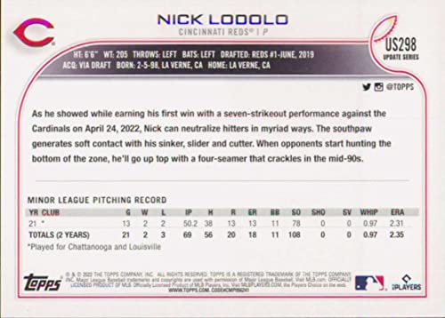 2022 Topps Update #US298 Nick Lodolo NM-MT RC Rookie Cincinnati Reds Baseball