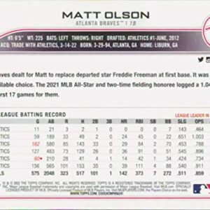 2022 Topps Update #US2 Matt Olson NM-MT Atlanta Braves Baseball