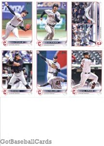 2022 topps update baseball cleveland guardians team set of 14 cards: aaron civale(#us49), steven kwan(#us54), tanner tully/kirk mccarty(#us78), yu chang(#us203), owen miller(#us213), gabriel arias(#us248), steven kwan(#us261), oscar mercado(#us275), amed