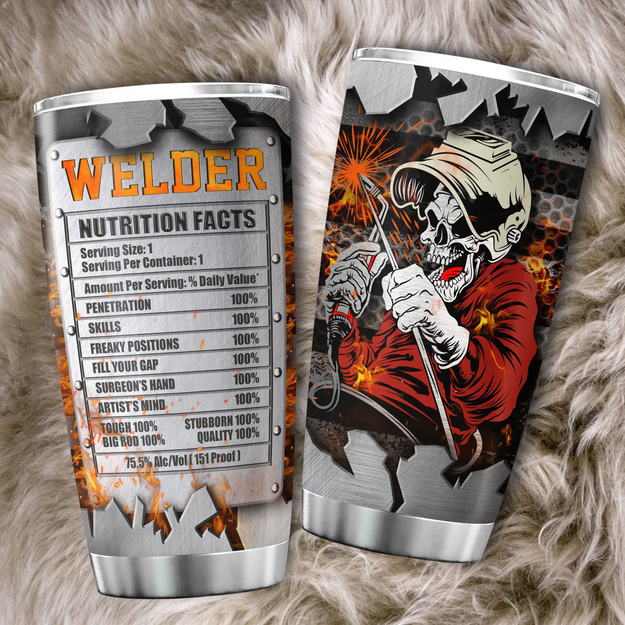 KOIXA Welder Nutrition Facts Stainless Steel Tumbler With Lid 20 Oz Funny Welder Gift Ideas Insulated Coffee Travel Cup Skull Themed Things For Welders Cool Welding Gifts For Dad