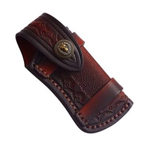 dongker leather snap knife holder, folding knife holster cowhide knife sheath for most knives daggers