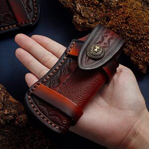 DONGKER Leather Snap Knife Holder, Folding Knife Holster Cowhide Knife Sheath for Most Knives Daggers