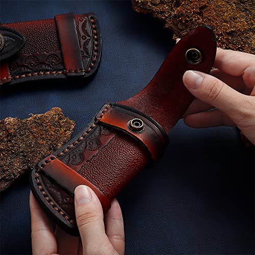 DONGKER Leather Snap Knife Holder, Folding Knife Holster Cowhide Knife Sheath for Most Knives Daggers